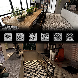 6Pieces Floor Stencil Reusable, 12 x 12 inch for Tile Floor Slabs Wall Stencil Wood Painting Template Paint Stencils for Walls Furniture Garden Patio Bathroom Decor DIY