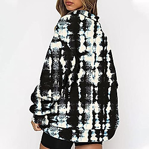 lightning deals of today prime women crewneck sweatshirt Women Fall Fashion 2023 Sweatshirt Zip Up Long Sleeve Fall Teen Girl Jacket Tie Dye Fleece Y2K Hoodies Pullover Black M