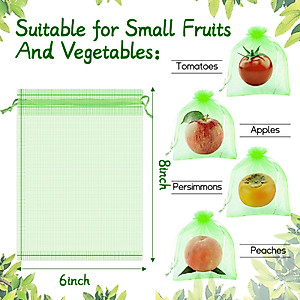 50 Pcs Fruit Protection Bags 6''x8'' Fruit Net Bags with Drawstring Fruit Bags for Fruit, Fruit Protection Bags Vegetable Fruit Net Fruit Cover Mesh Bag for Protecting Fruits(Fruit Green,6 x 8 Inch)