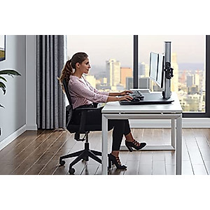Victor DC450 Dual Monitor Electric Standing Desk, Black, 28 inch Wide Work Surface, Compatible with Any Standard Desk, Monitor Mount Included