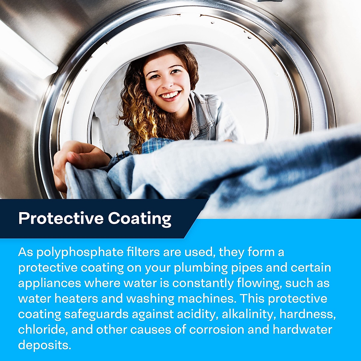 SpiroPure 10x2.5 Polyphosphate Water Filter, Anti-Scale Filter 10 Inch, Hard Water Filter, Scale Inhibitor, Salt Free Water Softener for Shower, Sink, & Whole House