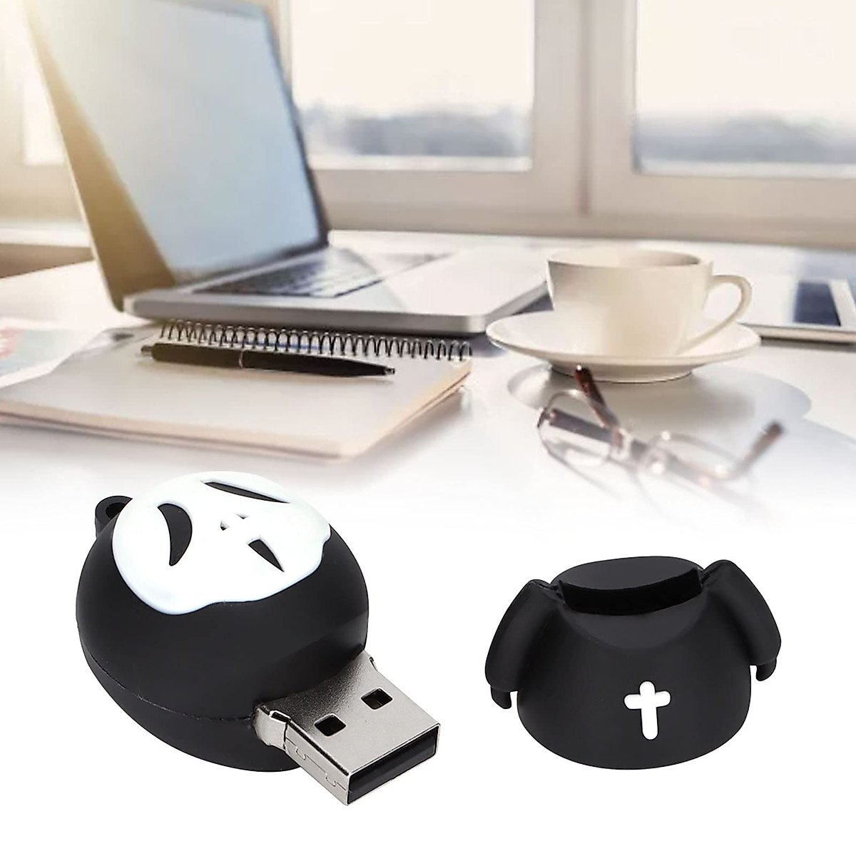 USB Flash Drive USB2.0 Memory Stick, Faceless Ghost Cartoon U Disk Drive Storage High Speed Thumb Drive, Data Transmission Portable for Computer/Laptop (64GB)