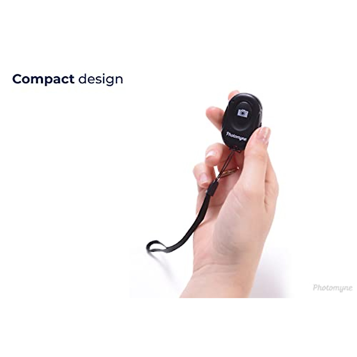 Photomyne Wireless Camera Shutter Clicker | Camera Shutter Remote Control for iPhone & Android Smartphones | Wireless Remote Control Selfie Button - Includes Wrist Strap (1 Pack)