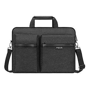 MOSISO Laptop Shoulder Bag,15 inch Computer Bag Compatible with MacBook, HP, Dell, Lenovo, Asus Notebook,15.6 inch Laptop Sleeve with 2 Raised Zipper Pockets & Hidden Pockets & Handle & Belt,Black
