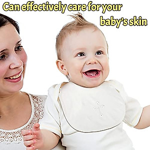 JaGely 3 Pieces White Bibs for Baby Christening Baptism Outfits Bib Infant Baby Blessings for Bib Baby Girl Boys Embroidered Cross Bib