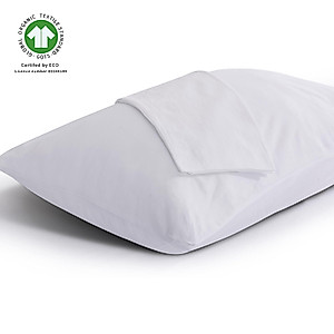 NEXHOME PRO 100% Organic Cotton Queen Pillowcases Set of 2, Envelope Closure Linen Feel Textured Natural, Soft and Durable, Premium Cooling Pillow Cases for Bed (20x30 inch, White)