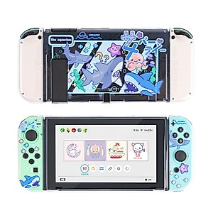 GeekShare Soft TPU Protective Case Slim Cover Case Compatible with Nintendo Switch and Joy-Con - Shock-Absorption and Anti-Scratch -Shark Party