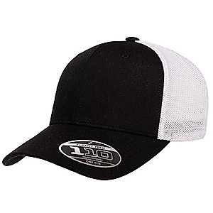 Flexfit Men's 110 Recycled Trucker Mesh Cap-2-Tone, Black/White, OSFA