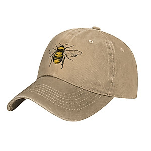 Funny Bees Hat Honey Bees Baseball Cap for Women Vintage Mens Hats Natural
