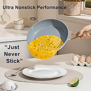 OROLEY Pots and Pans Set Nonstick,Ceramic Cookware Set Pots, Pans, Lids and Spatula Kits,Non Toxic, PTFE & PFOA Free - Compatible with All Stovetops (Gas, Electric & Induction) (Cream)