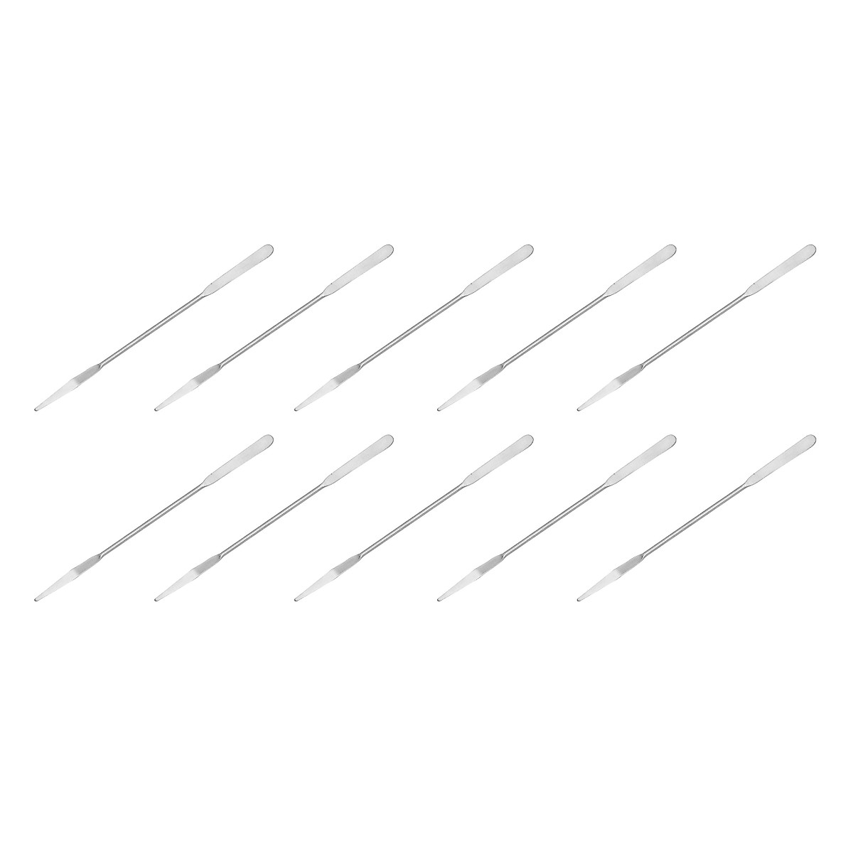 EISCO 10PK Semi-Micro Spatulas, 7.9" - Stainless Steel, Polished - Dual Blade, Rounded End & Tapered End