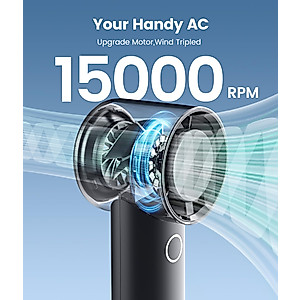 2024 Upgrade High-Speed（15,000 RPM） Portable Handheld Turbo Fan 6000mAh Personal Mini Fan, 4 Speeds USB Rechargeable Powerful Desk Fan for Men Women Kids Gifts, Travel Outdoor Home Essential