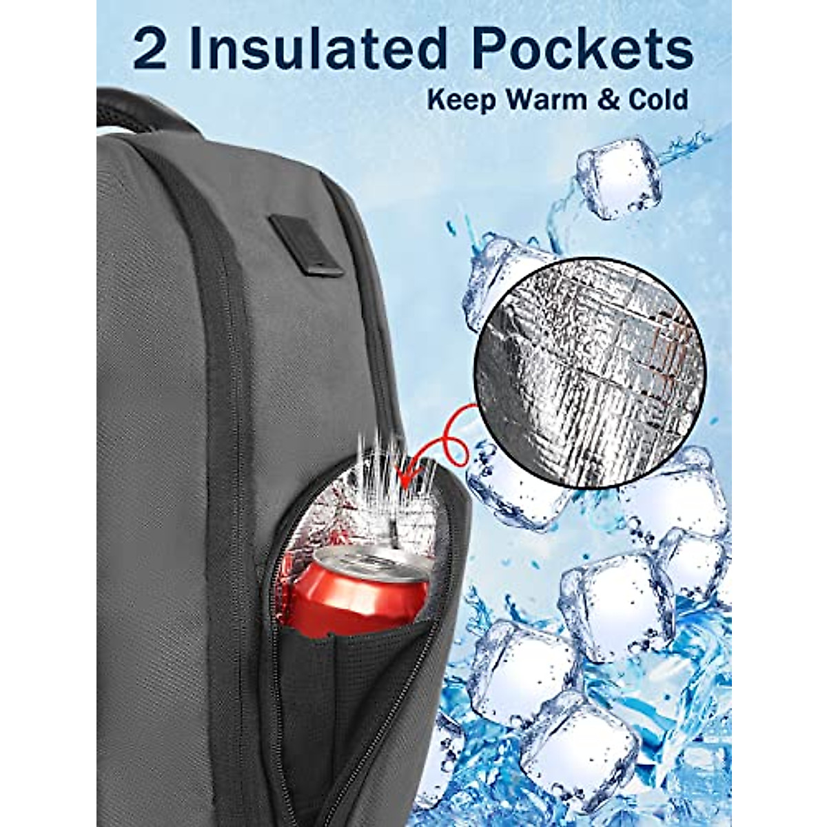 17 inch Laptop Backpack, Large 50L Business Travel Backpack with 2 Insulated Side Pockets & USB Charger, Durable Anti Theft Luggage Backpack Water Resistant Overnight Weekender Bag Gift for Men Women