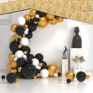 6 Pack 10 Feet Foil Fringe Garland Metallic Tinsel Banner Wall Hanging Curtain Streamers Backdrop for Parade Floats Bachelorette Birthday Party Thanksgiving Christmas Decorations(Champagne Gold)