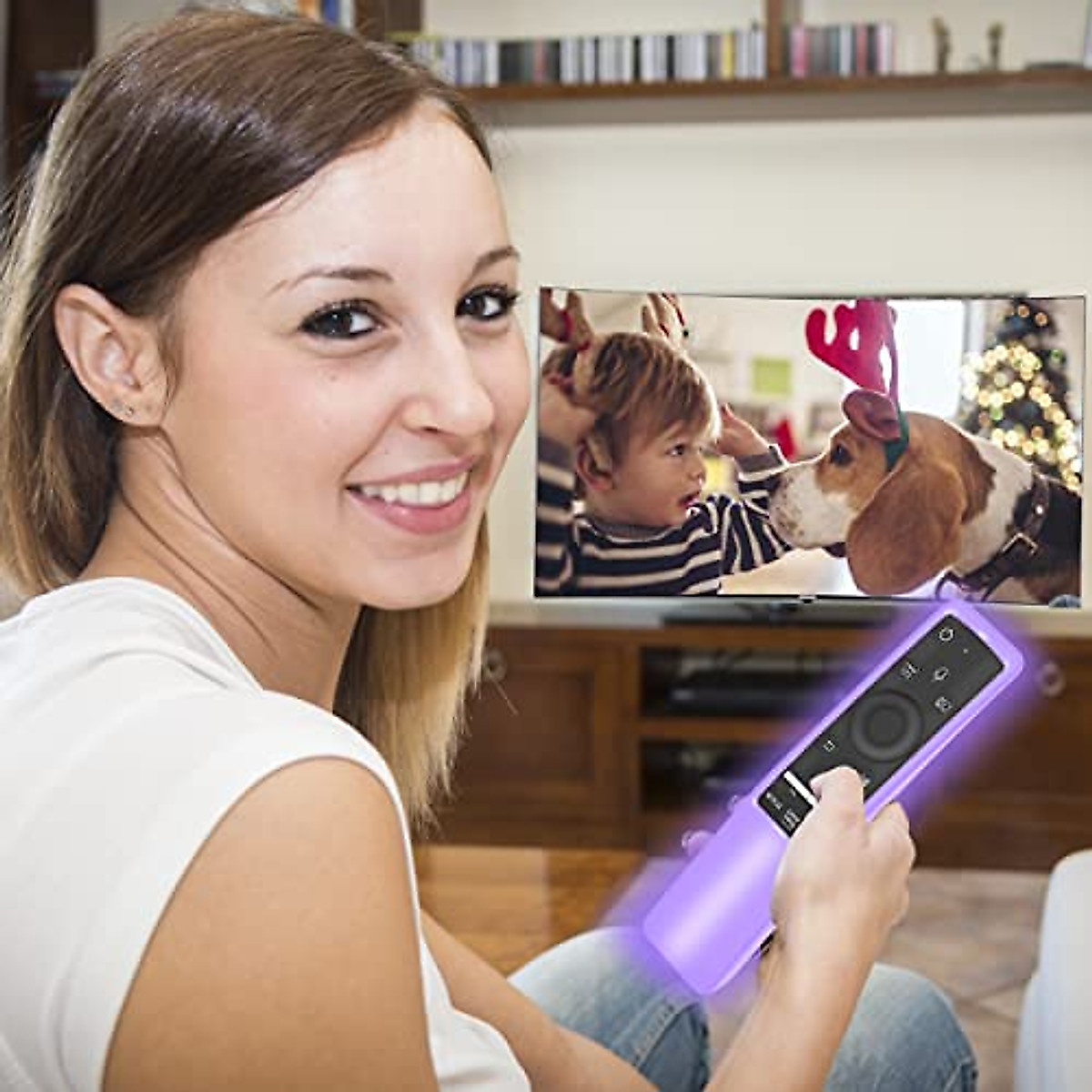 3 Pack Remote Case Glow in The Dark Compatible with Samsung Smart TV Remote Controller BN59 Series, Silicone Cover Protector Shockproof Anti-Slip Remote Skin Sleeve Green Blue Purple