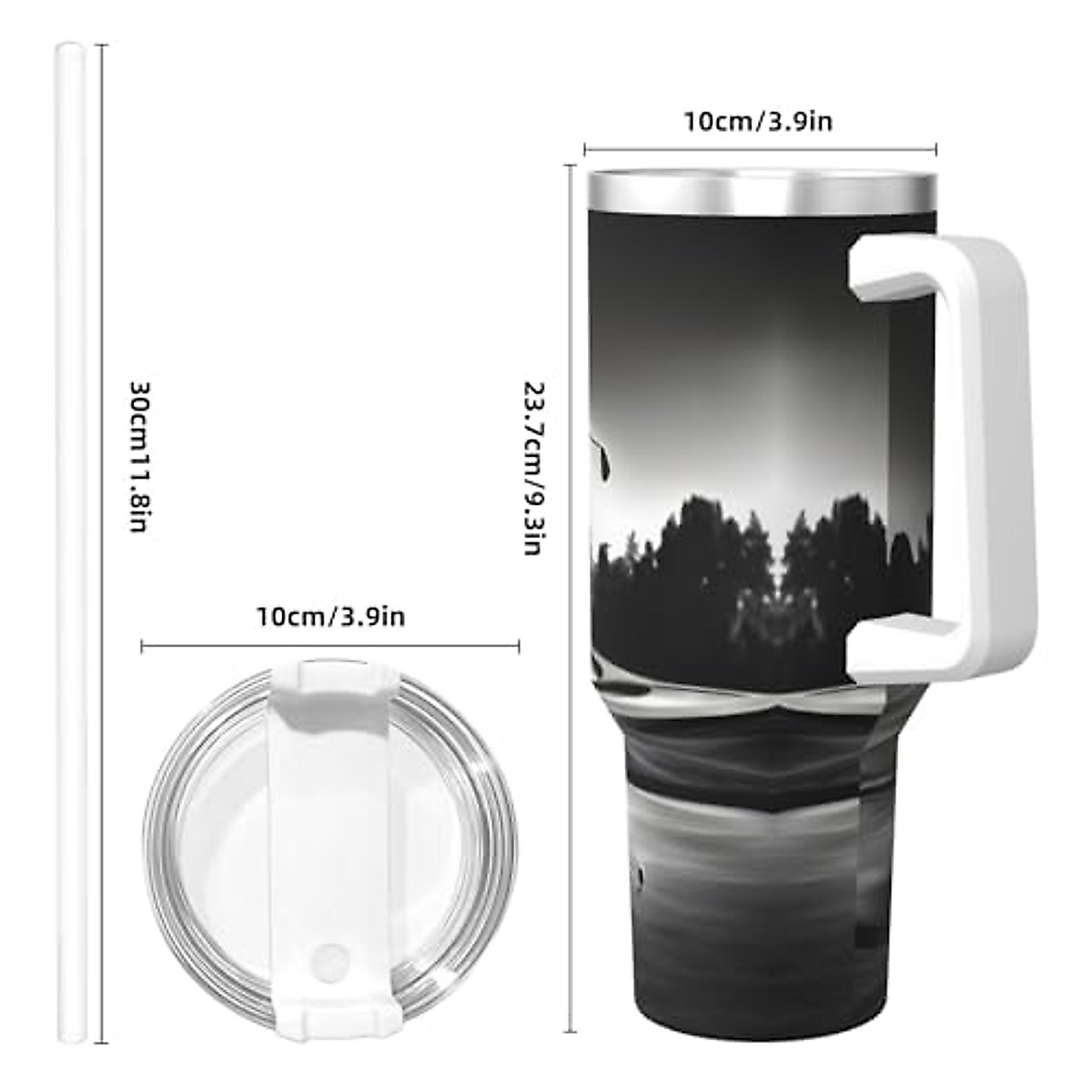 HULIBIN Black and White Golfs Print Double Deck Stainless Steel Travel Coffee Cup With Lid 40 Oz Ice Bully Cup