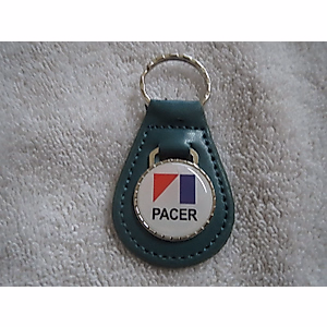 1975 1976 1977 1978 1979 AMC PACER LOGO EMBLEM LEATHER KEYCHAIN - TEAL