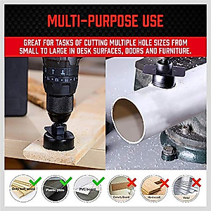 SEDY Hole Saw Kit, 19-Pieces Hole Saw Set with Red Case Include 13pc 3/4"-6"(19-152mm) Saw Blades, 2 Mandrels, 2 Drill Bits, 1 Installation Plate, 1 Hex Key, Ideal for Soft Wood, Plywood, Drywall, PVC