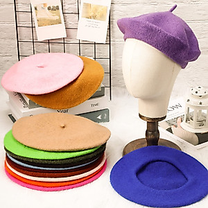 15 Pieces Women Wool Beret Hat Wool French Beret Hat Artist Beret Cap Winter Solid Color Hat for Women (Elegant Color)