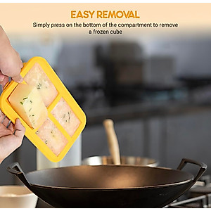 1-Cup Silicone Freezer Tray with Lid, Soup Freezer Molds, Ice Cube Tray, Silicone Container for Freezing Soup and Food - Makes 4 Perfect 1 Cup Portions, BPA Free (2-Pack)