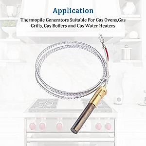 ChangTa Gas Fryer Thermopile Thermocouple 2-Wire Replacement for Imperial Elite Frymaster Dean Pitco and Italian FAGE Gas Pizza Oven