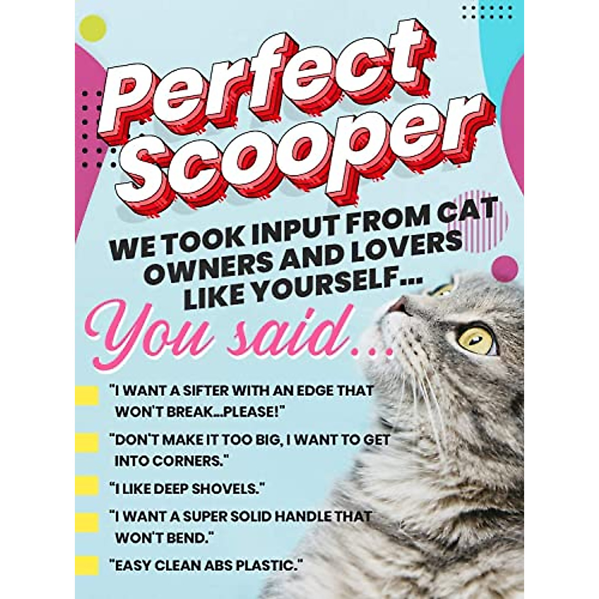 purple pet iprimio Sifter w/Deep Shovel Litter Scoop - Easy Cleaning Litterbox - Modern Scooper Holder -Works with All Metal and Plastic Scoopers