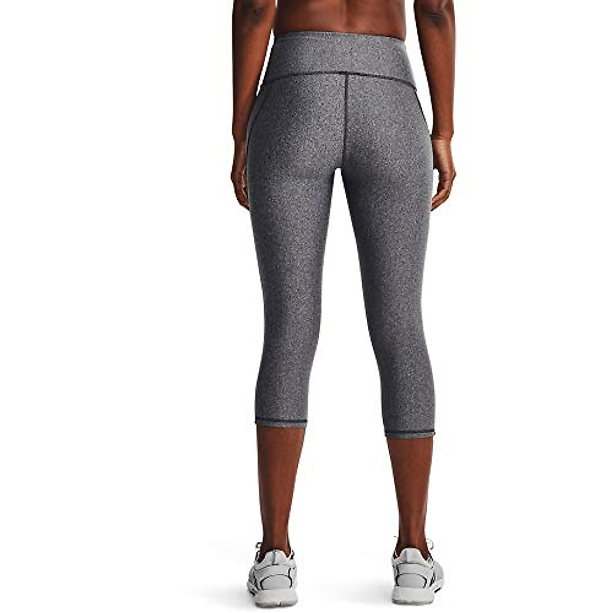 Under Armour Women's HeatGear Armour High Waisted Pocketed No-Slip Capri Leggings , Charcoal Light Heather (019)/White , Medium Short