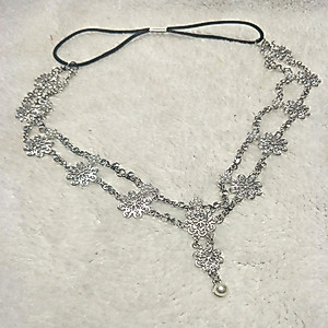 Aceorna Wedding Headbands Chain Floral Head Jewelry Hair Pieces Crystal Pearl Head Chains Headpiece Festival Holloween Costume Bridal Hair Accessories for Women and Girls (Silver)