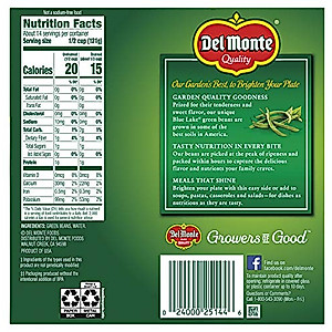 Del Monte Cut Blue Lake Green Beans With No Added Salt 4-14.5 Oz. Can, 14.5 Oz