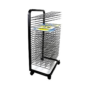 NEOCHY Drying Racks,Powder Coating Finish, Art Shelf Storage Rack on Wheels, Ideal for Education Schools and Art Clubs/25 Floors
