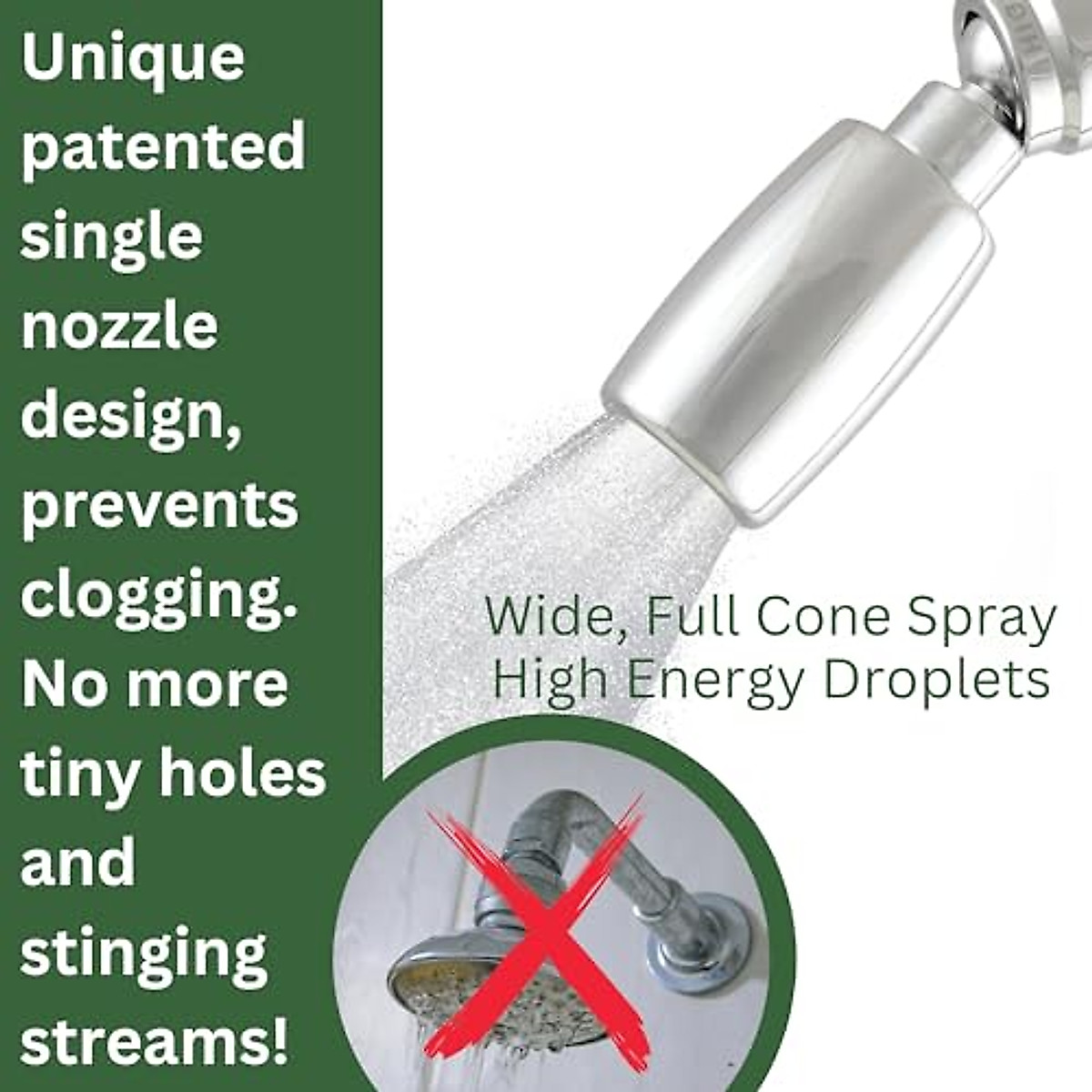 High Sierra Showerheads® - Solid Metal 1.5 GPM High Efficiency, Low-Flow Shower Head with Long Nut - Brushed Nickel