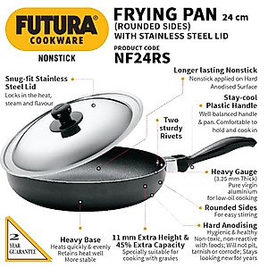 Futura Non-Stick 10-Inch Frying Pan Indian Style with Stainless Steel Lid