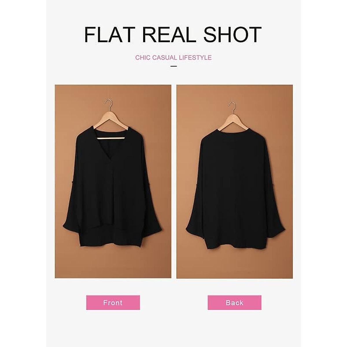 Dokotoo Women Fashion Summer Casual Office V Neck Chiffon Cuffed 3/4 Sleeve Solid Tunic Blouses and Tops for Work T Shirts 2024 Black US 18 20