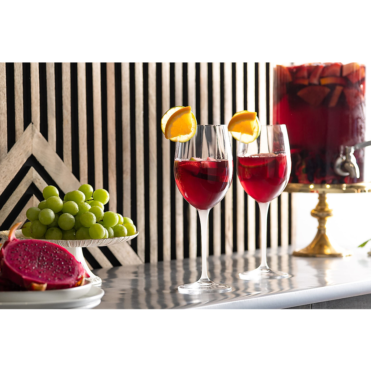 Barski Goblet - Red Wine Glass - Crystal Glass - Water Glass - White Stem - Stemmed Glasses - Set of 6 Goblets - 18 oz Made in Europe