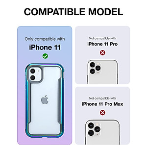 Raptic Shield for iPhone 11 Case, Shockproof Protective Clear Case, Military 10ft Drop Tested, Durable Aluminum Frame, Anti-Yellowing Technology Case for iPhone 11, Iridescent