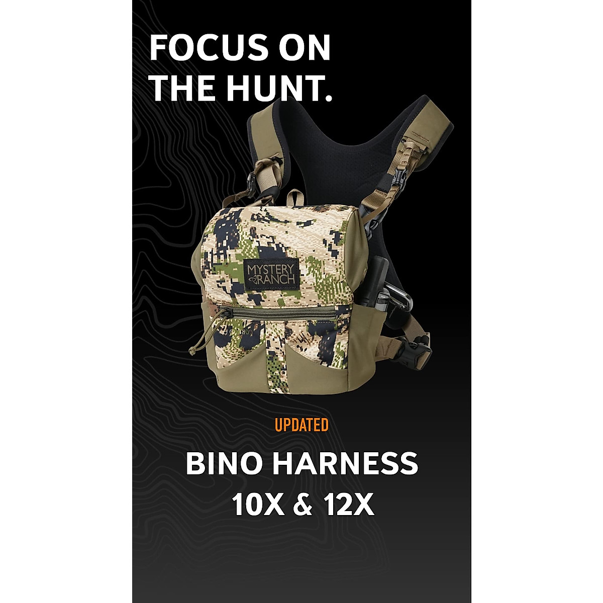 Mystery Ranch Bino Harness 12x, Chest Rig, Binocular Case, Tactical Pouch, for Rough Country, Hunting, Outdoors - Coyote-XL