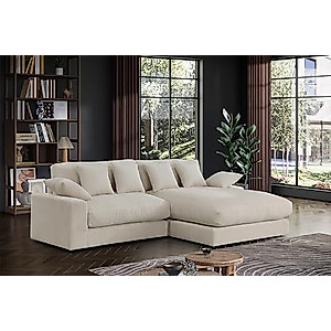 Lilola Home Mystic Beige Corduroy Reversible Sectional Sofa Chaise