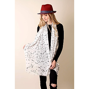 Anika Dali Women's Music Lover Musical Notes Fashion Scarf Shawl (Off-White)