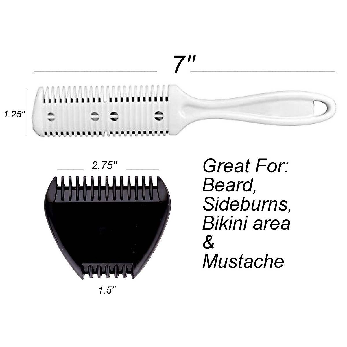 ALAZCO Combo Set, White Plastic Personal Double Edge Razor Comb Hair Beard Bikini Trimmer and Mini 3-Razor Black Plastic Manual Trimming Comes with 12 Extra Blades