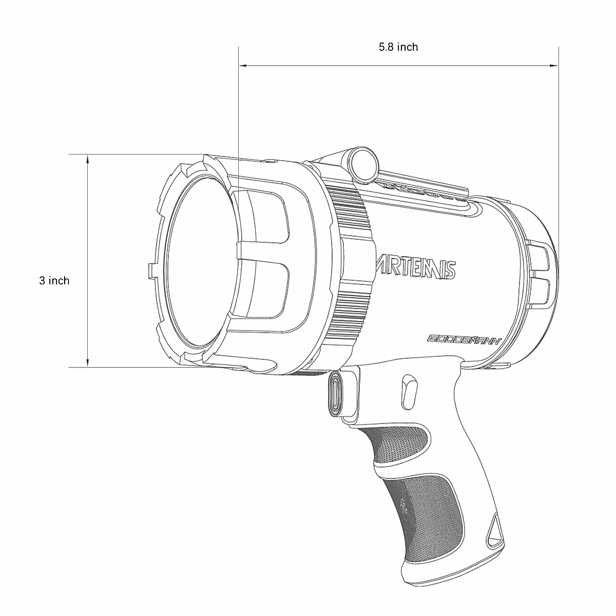 GOODSMANN LED Rechargeable Marine Spotlight 2000 Lumen Handheld Spot Light Waterproof Searchlight Portable Boat Flashlight for with Switch Lock and USB Cable for Outdoor Fishing Hiking Hunting
