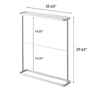 Yamazaki Home Bath Towel Hanger - Bathroom Organizer Storage Holder Dry Rack, Steel, Water Resistant