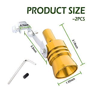 Salior 2PCS Car Turbo Whistle - Universal Turbo Sound Exhaust Muffler Pipe Whistle Muffler - Aluminum Alloy Turbo Exhaust Whistle for Car Truck SUV Motorcycle (Gold/2pcs), 3.13x1.32x1.32 inch