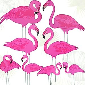 8 Pieces Pink Flamingo Yard Decorations Flamingo Decor Flamingo Yard Ornament Flamingo Signs with Plastic Feet Stakes Tropical Flamingo Garden Yard Outdoor Lawn Decor for Outdoor Party Sidewalks