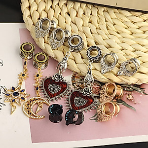 TIANCI FBYJS 6 Pairs Fashion Dangle Gauges for Ears Double Flared Ear Tunnels Plugs Body Piercing Stretchers Earrings 2g 00g Women Men 6mm