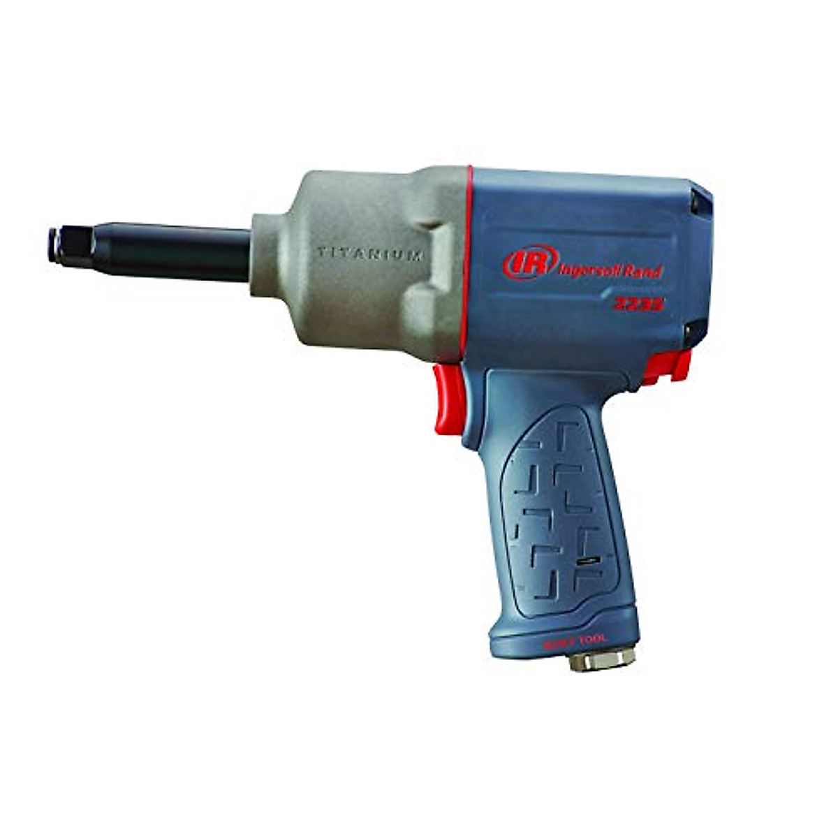 Ingersoll Rand 22235QTiMAX-2 1/2” Drive Air Impact Wrench with 2" Extended Anvil and Quiet Technology, 1,300 ft/lbs Powerful Torque Output, Lightweight, Titanium Hammer Case, Gray