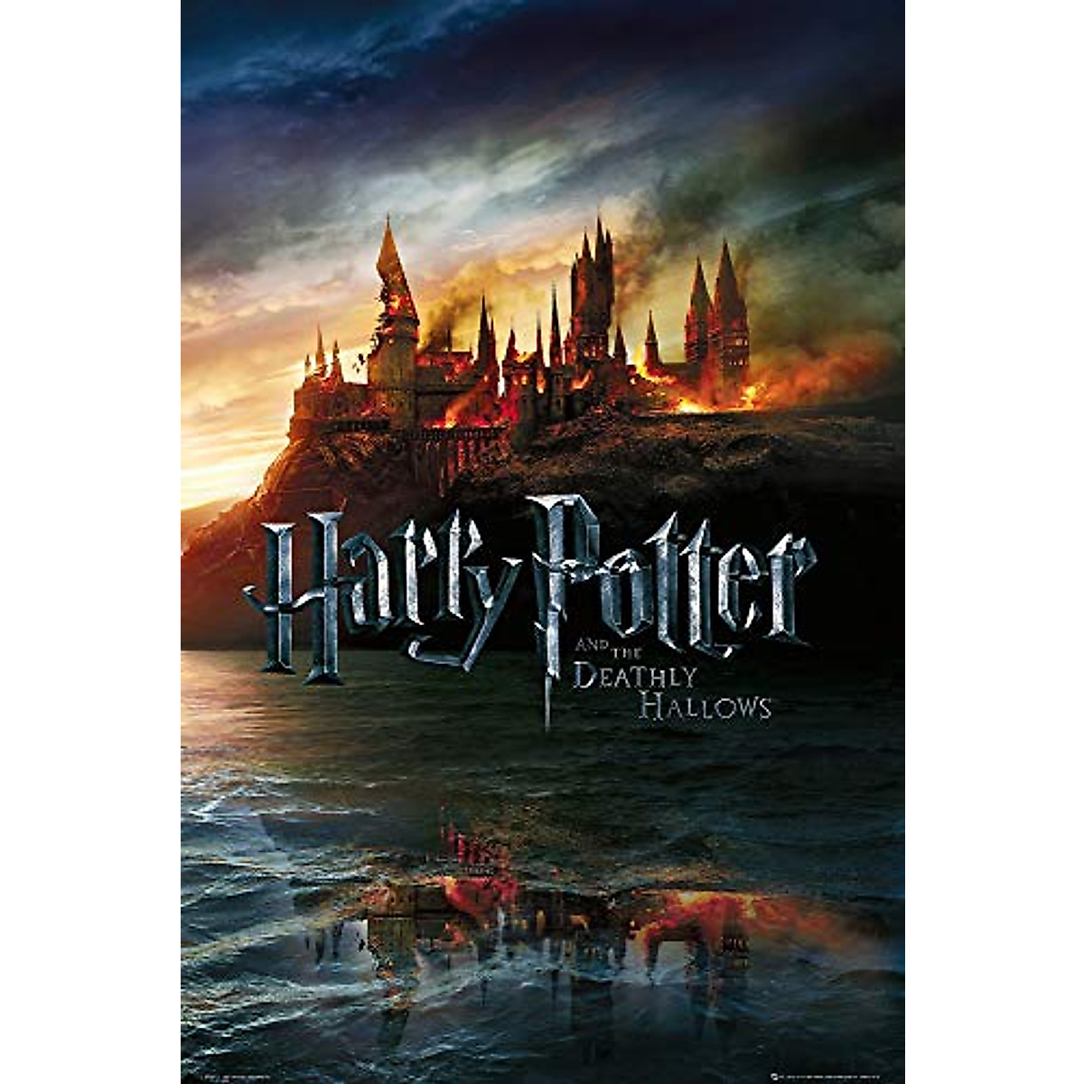 Harry Potter and the Deathly Hallows - Movie Poster (Advance Style - Hogwarts On Fire) (Size: 24 inches x 36 inches)