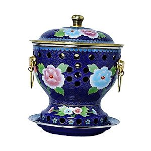 FytStycale Enamel Pot Old Beijing Hot Pot Single Person Hotpot Family Gathering Copper with Saucer Use Warming Pot Copper Hot Pot, blue