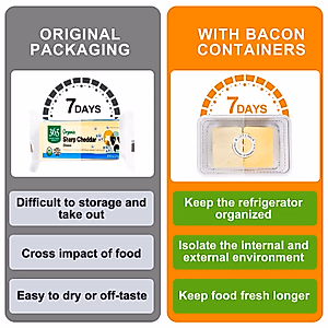 Cheese Container for Refrigerator, Cheese Grater with Container, Cheese Block Holder for Fridge, Sliced Cheese Keeper Food Storage Box for Butter Deli Meat Bacon Lunch Meat Cold Cuts Vegetable