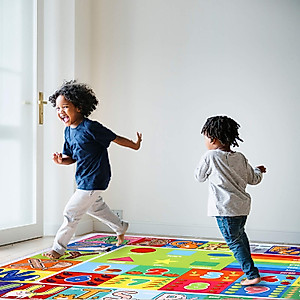 Kids Educational Rug Playtime Collection ABC, Numbers and Shapes Learning Carpet Kids Play Rug Mat Playmat for Playroom Bedroom, 55.1 x 43.3 inch