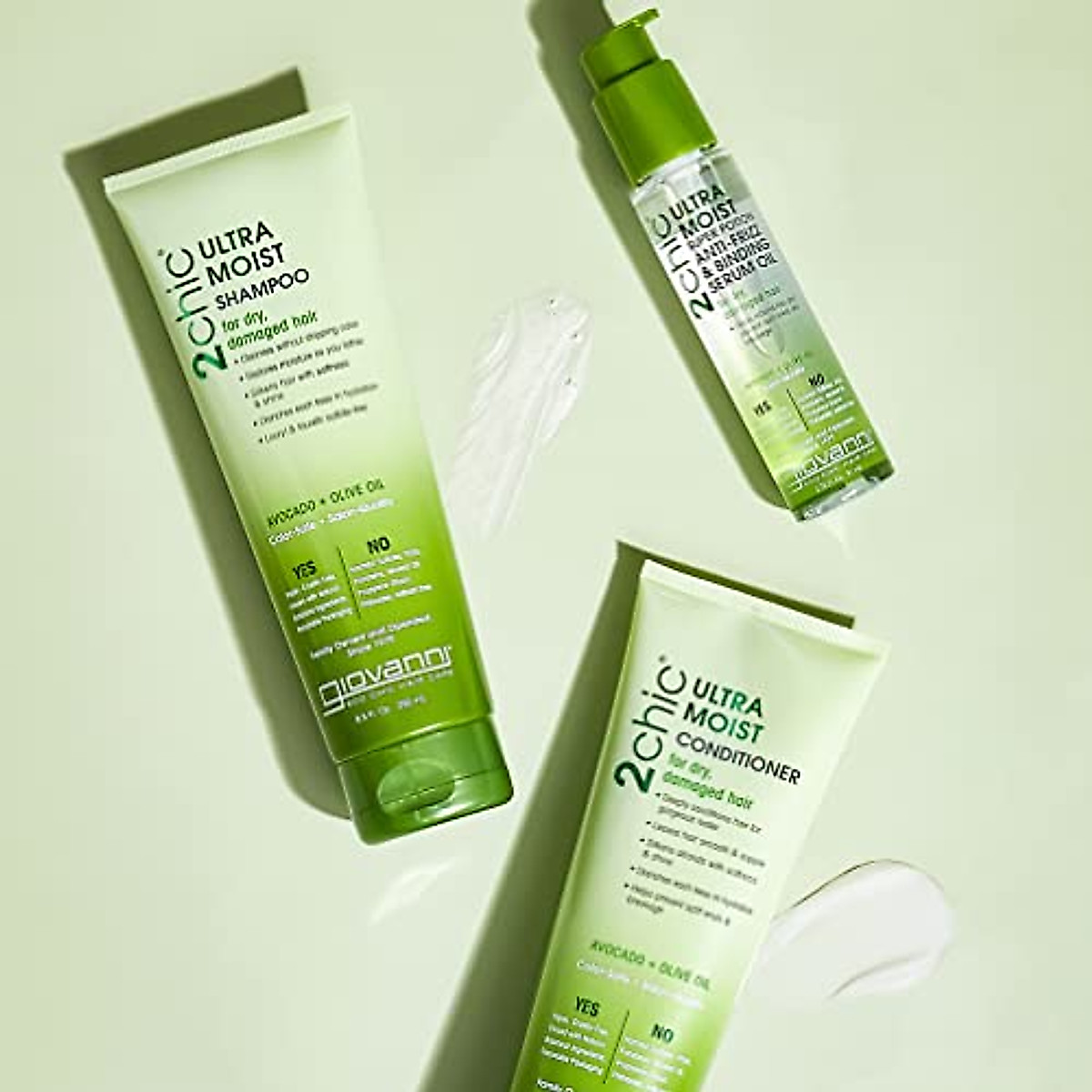 GIOVANNI 2chic Ultra-Moist Conditioner, Creamy Hydration Formula, Enriched with Aloe Vera, Shea Butter, Botanical Extracts, No Parabens, Color Safe, Ultra-Moist (Avocado + Olive Oil), 24 Fl Oz